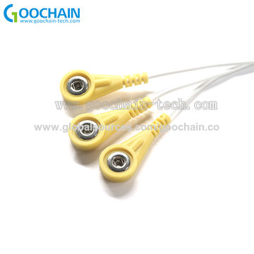 China Right angle 2.5mm DC jack to ECG female snap electrode cable 3 ...