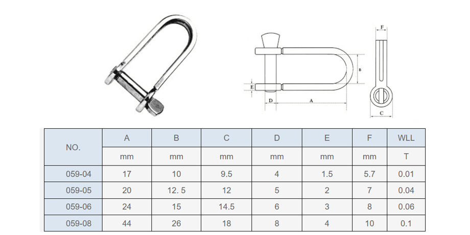 China Stainless steel 304-A2,316-A4 Plate Dee Shackle Stamped Dee ...
