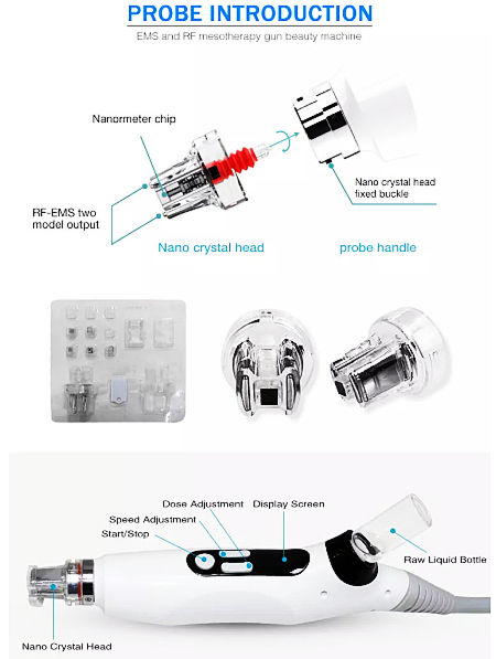 Skin lifting rejuvenation mesotherapy RF anti-aging EMS Meso Gun facial ...