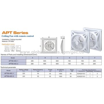 China 16-inch 60x60 APT60-40C Shami Remote Control Ceiling Mounted Fan ...