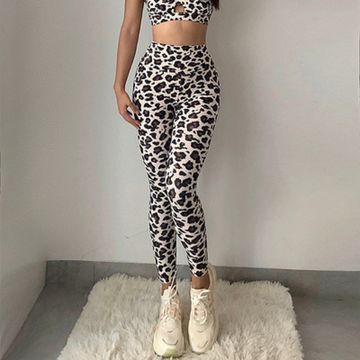 China Leopard print gym set seamless 2 pcs set women outfits Sportswear ...