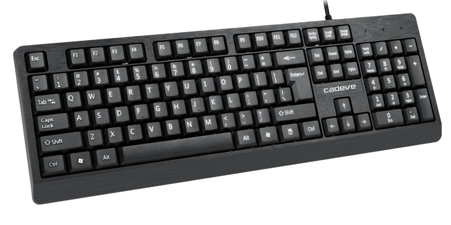 Cadeve Latest Wired Office Keyboard 104 Keys Waterproof Space Black USB ...