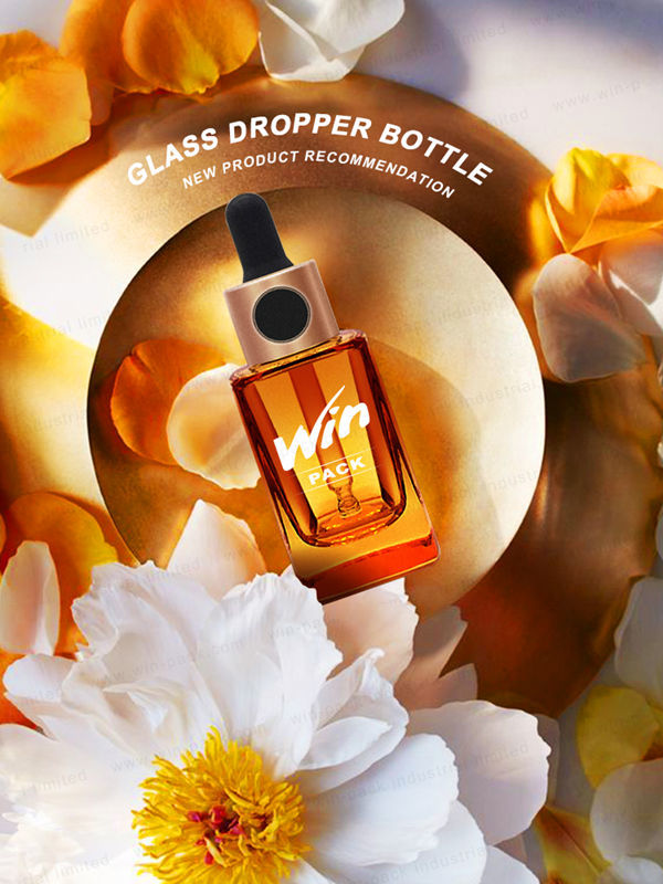 China Winpack Cosmetic Shiny Silver Color Amber Glass Dropper Bottle ...