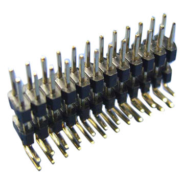 China Pin Headers with 2.54mm Pitch Pin Header, Right Angle Type, PA6T Gold Plating on Global ...