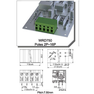 China Wire protector type terminal block, WRD 750 series, 7.5mm pitch ...