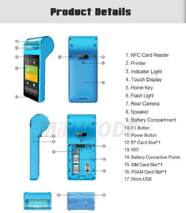 China High Quality POS System Android POS Terminal with usb MJ T1N on ...