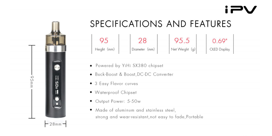 IPV A1 AIO,50W,Buck-Boost & Boost AIO,refillable AIO,A1 Pod, AIO Pod ...