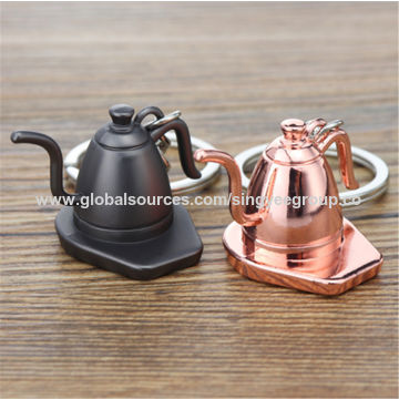 China 3D Coffee Cup Keychain Mini Moka Pot Metal Keychain Coffee ...
