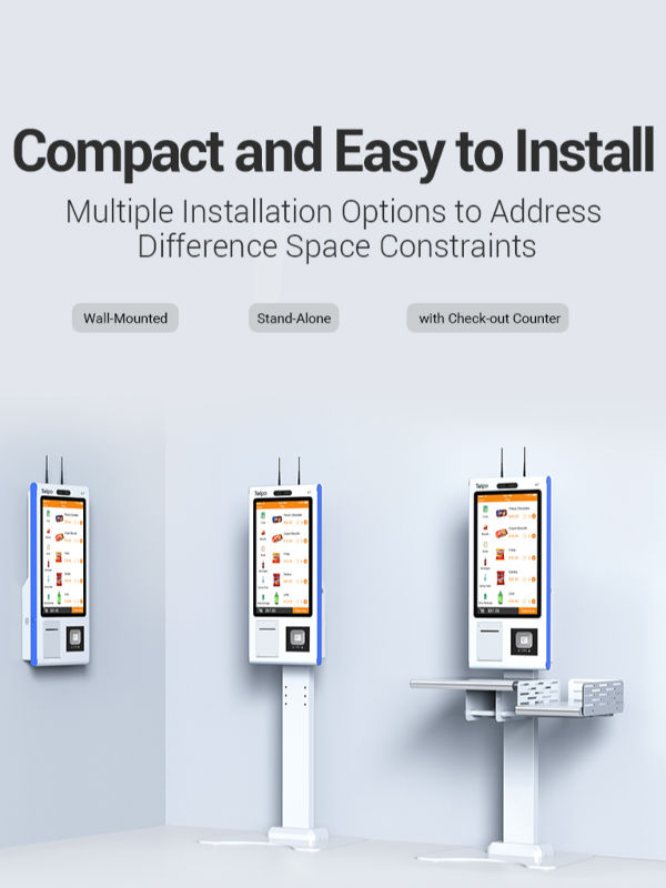 23.8-inch Face Recognition self service kiosk with 80mm printer QR ...