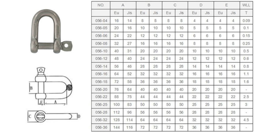 China Stainless steel 304-A2,316-A4 Dee Shackle European & Japanese ...
