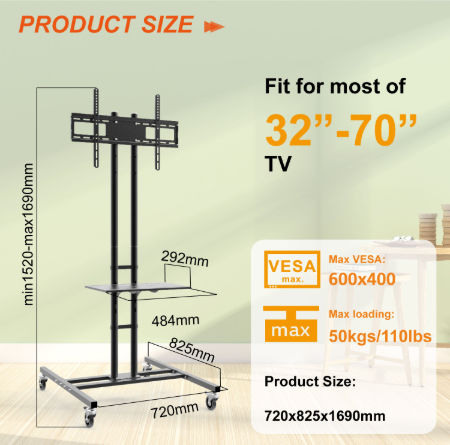 China With two tubes led TV trolley on Global Sources,Adjust Mobile TV ...