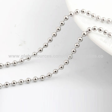 China Silver White Bead Metal Stainless Steel Bead Chain For Eyeglasses ...
