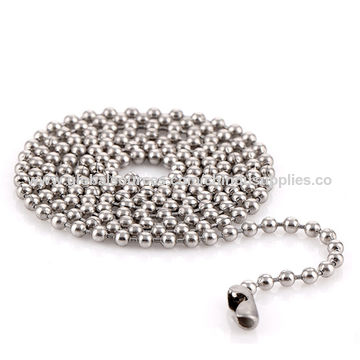 China Silver White Bead Metal Stainless Steel Bead Chain For Eyeglasses ...