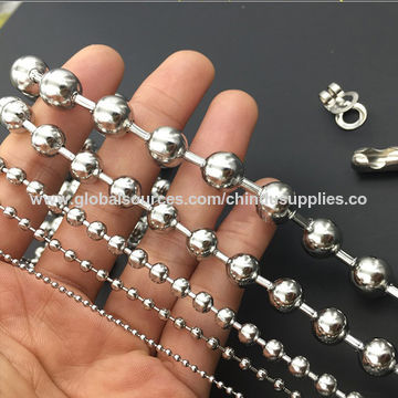 China Silver White Bead Metal Stainless Steel Bead Chain For Eyeglasses ...