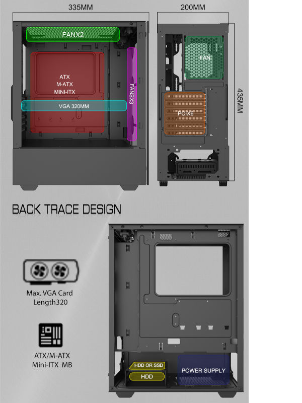 China Front plastic panel atx horizontal full tower computer case on ...