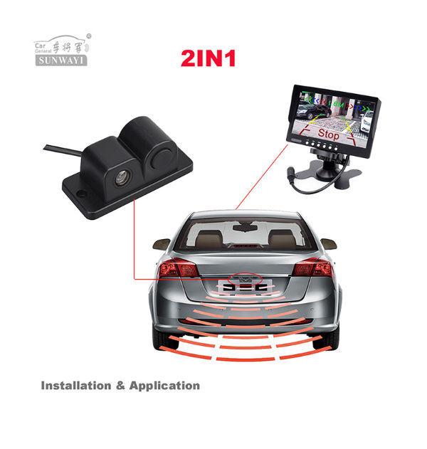 China 120 Degree Car Backup Rear View Camera with Parking Sensor 2-in-1 ...