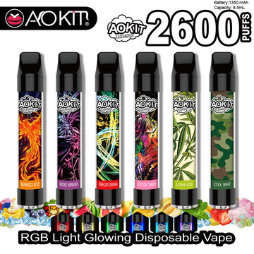 China Hotsell AOKIT lux 2600 puffs disposable vape with colorful RGB ...