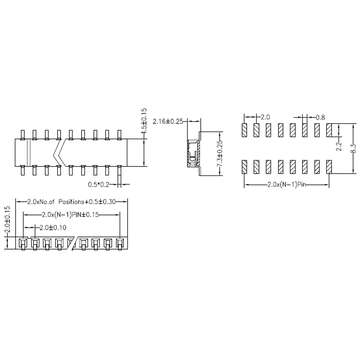 China Single row Female Header Side Entry - 2.0 Pitch SMT H4.5 female ...