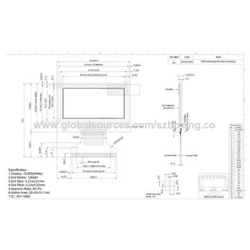 China 1.3 inch White OLED Screen with Resolution 128*64/Brightness ...