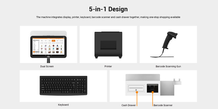 China C68 15'' Touch Screen Cash Register POS system with 58mm Printer ...
