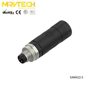 China MARVTECH M8 series connector SAM422-5 4pin waterproof unshield male circular cable ...