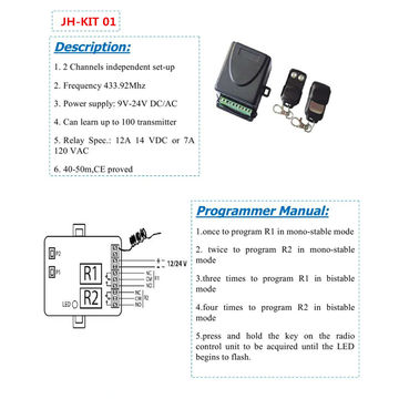China Wireless 2 Way Transmitter and Receiver for Garage Door Opener on ...