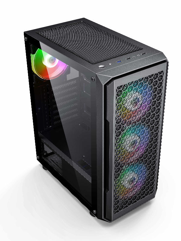 China SAMA 338 ATX gaming pc case front with mesh strong cooling ...