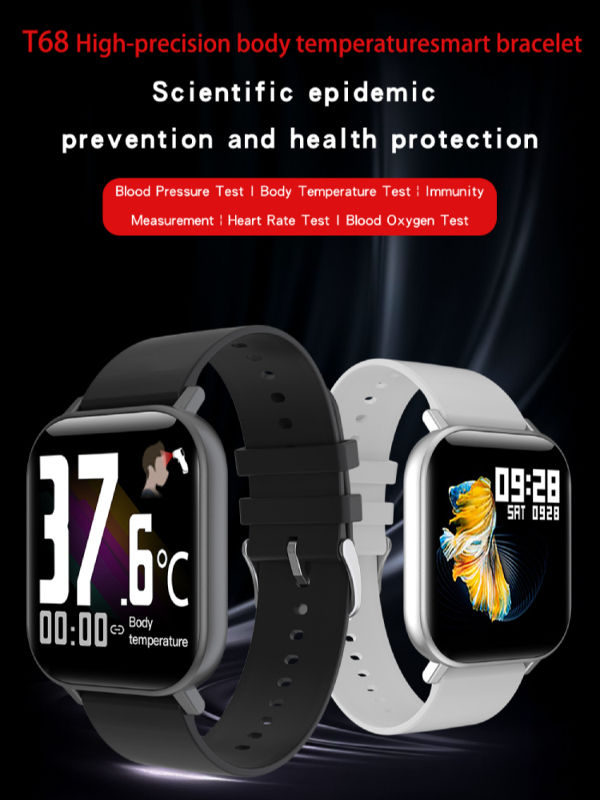China T68 Body Temperature Heart Rate Monitors Fitness Wholesale ...