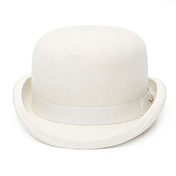 China 100% Wool Felt White Bowler Hat For Men Satin Lined Fashion Party ...