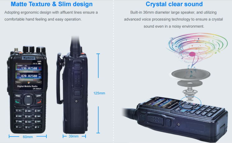 Kydera Dual band digital radio, cross band repeater function, DMR ham ...