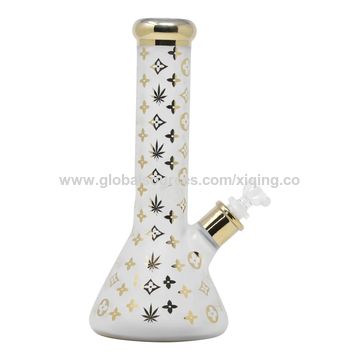 China Decales design in srock Glass bong Straight Tube beaker Bong ...