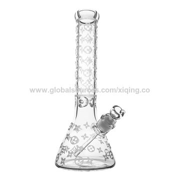 China Decales design in srock Glass bong Straight Tube beaker Bong ...