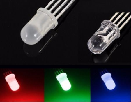 4-pin 5mm RGB through-hole LED, round head F5 full color LED lamp, RGB ...