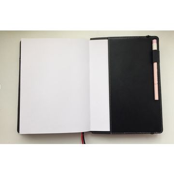China Leather daily planner with debossed logo, ribbon bookmark, wood ...