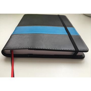 China Leather daily planner with debossed logo, ribbon bookmark, wood ...