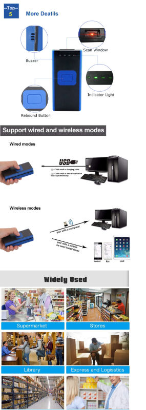 2d portable Bluetooth Barcode Scanner, Support Tablet/Smartphone/PC ...