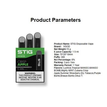China Original VGOD Stig Mini Vape300 Puffs Disposable Vape Pen ...