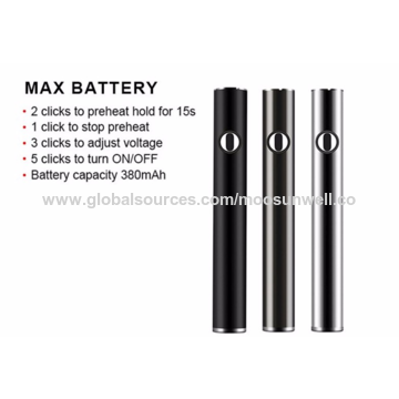 China MAX Battery vape pen rechargeable preheat battery e cig oil ...