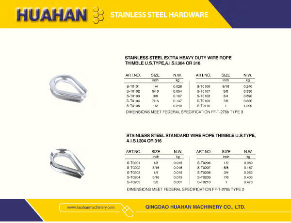 China Stainless Steel Extra Heavy-duty Wire Rope Thimble, US Type, AISI ...