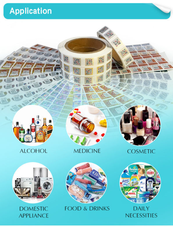 Custom anti-counterfeiting qr code label, barcode security label ...