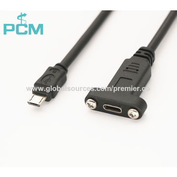 China Screw Locking USB 3.1 Type C Female Panel Mount Cable to Micro ...