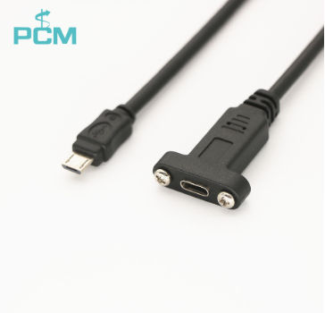 China Screw Locking USB 3.1 Type C Female Panel Mount Cable to Micro ...