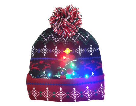2021 New adult kids led knitted cap decoration christmas hat with light ...