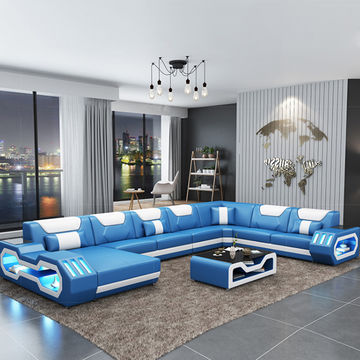 China New Music player USB Lights Living Room Sofas 5 6 7 Seats Leather ...