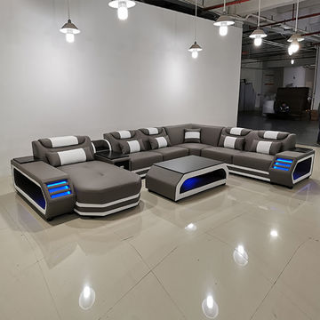China New Music player USB Lights Living Room Sofas 5 6 7 Seats Leather ...