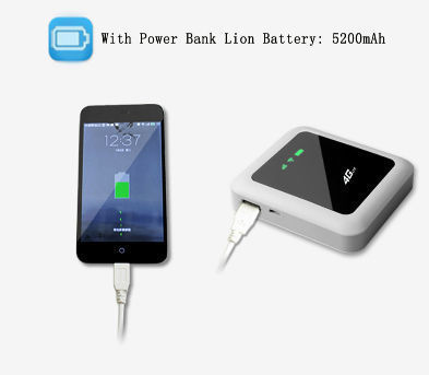 4G MIFI power Bank with 5200mAh CAT4 for 150Mbps Mobile wireless router ...