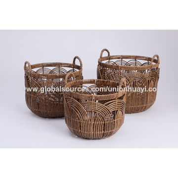 China Quality PP Tube Woven Round Storage Basket durable laudnry basket ...