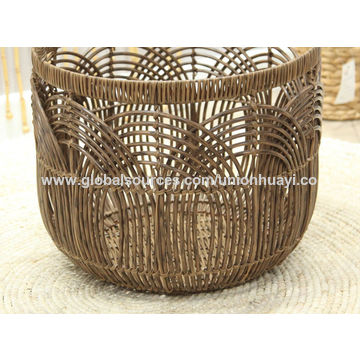 China Quality PP Tube Woven Round Storage Basket durable laudnry basket ...