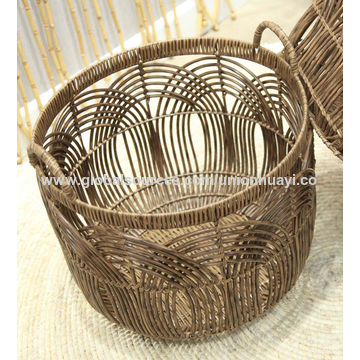 China Quality PP Tube Woven Round Storage Basket durable laudnry basket ...