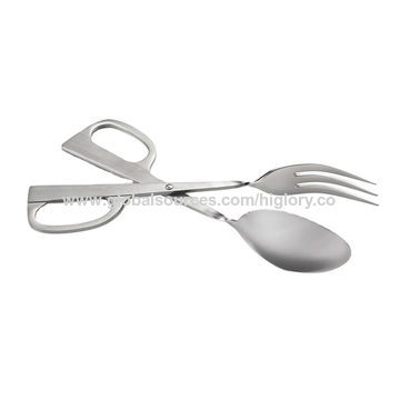 China Stainless Steel Salad Servers Spoon Scissor Tong Serving Tong ...